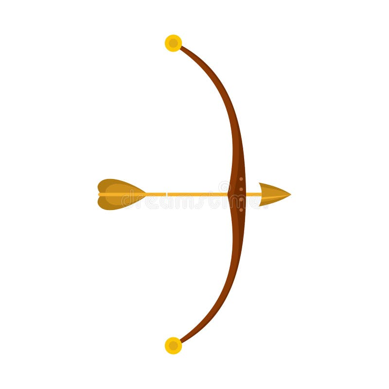 Bow and Arrow Icon, Flat Style Stock Illustration - Illustration of ...
