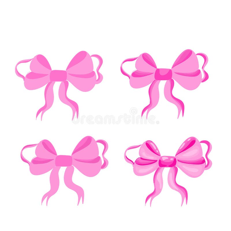 Hand Drawn Set Pink Bows. Bows for Hair Decor. Girls Accessories Stock ...