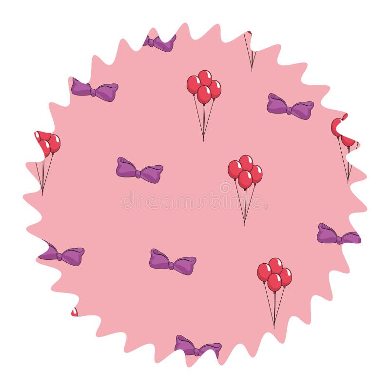 Bow and Balloons Round Label Stock Vector - Illustration of round ...