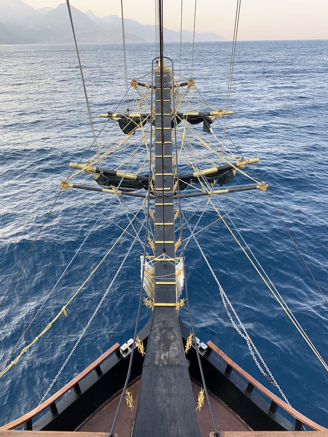 Bow of the ship in the sea stock photo. Image of mast - 205032224