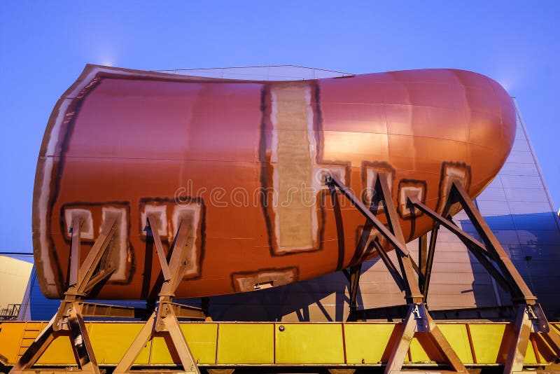Bow of Big Ship Under Construction at Shipyard Stock Image - Image of ...