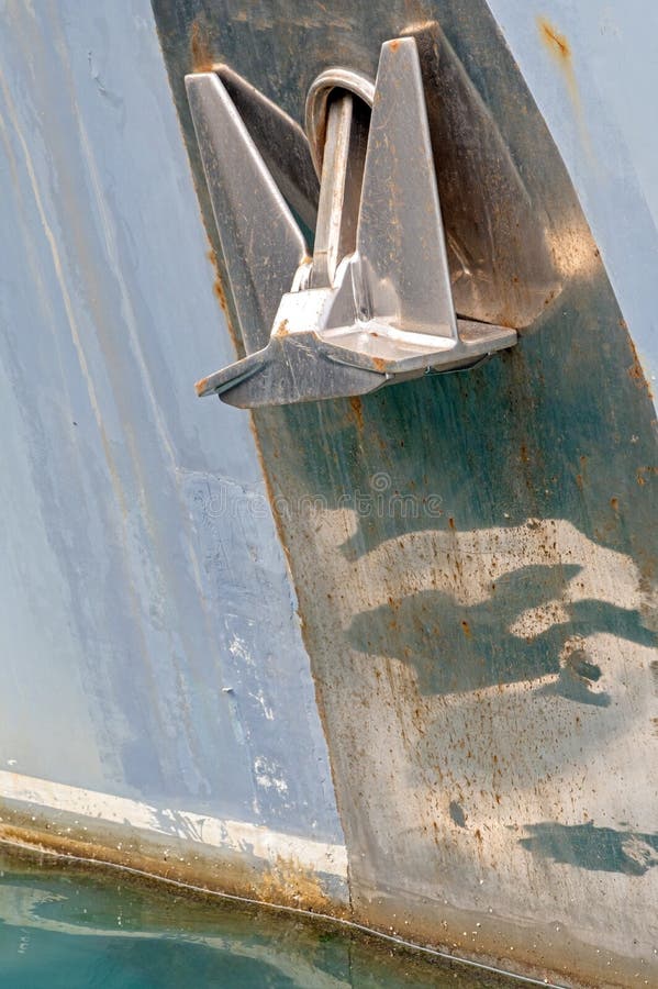 Bow of a boat with anchor stock photo. Image of transport - 265058142