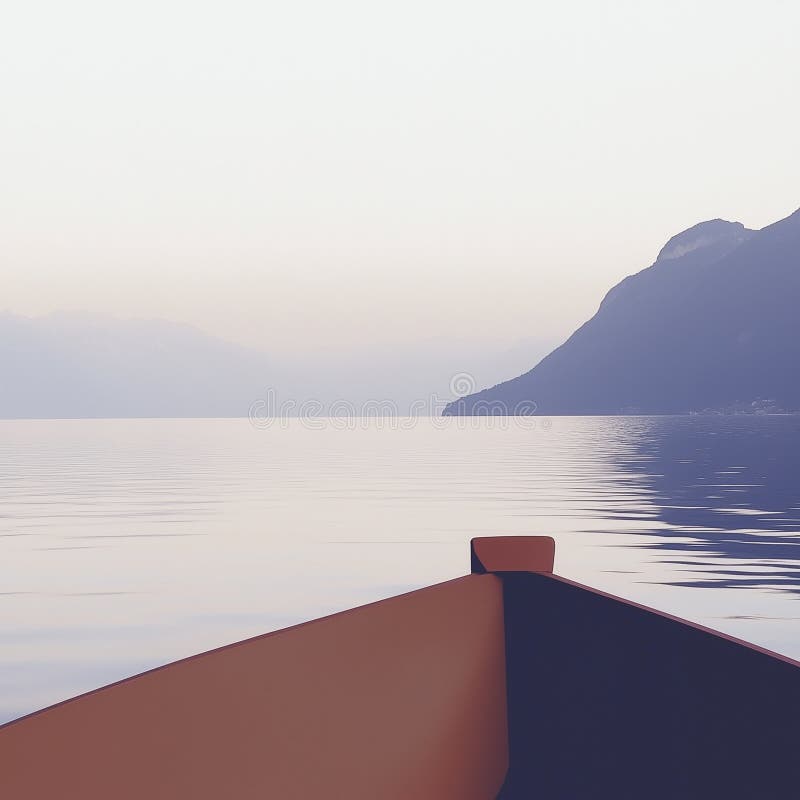The Bow of a Boat Overlooking a Lake with Mountains. Stock Image ...