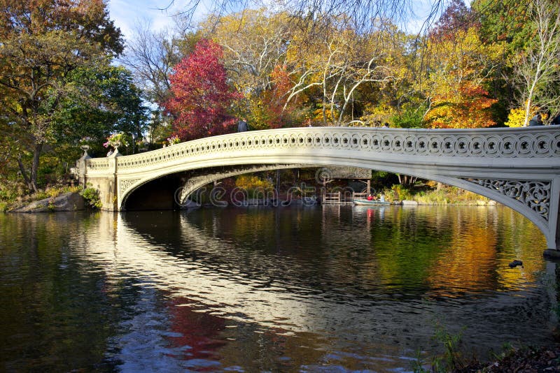 Bow Bridge in Central Park in Fall Editorial Stock Photo - Image of ...