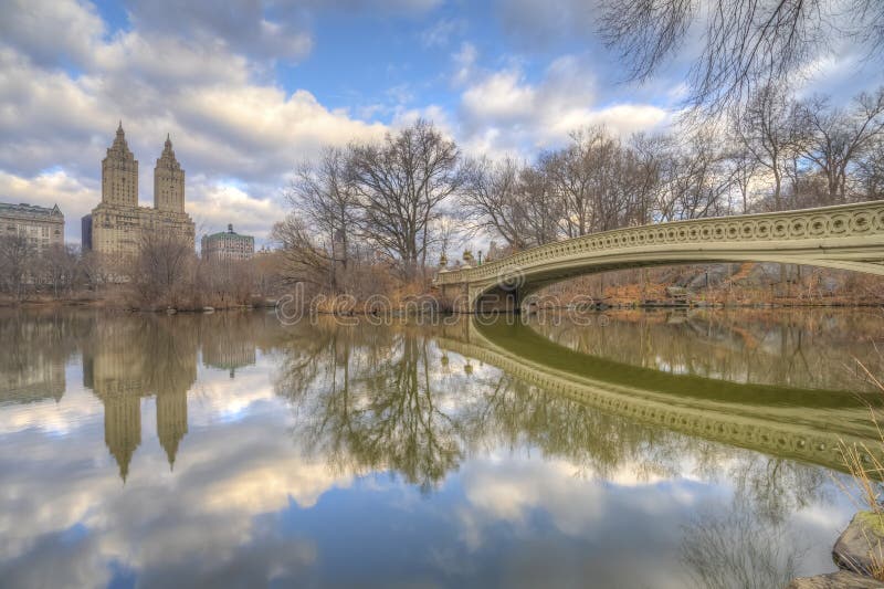 Bow bridge stock image. Image of park, cold, trees, city - 172567473