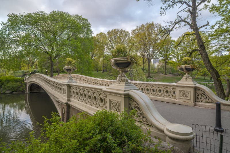 Bow bridge in early spring stock image. Image of plants - 215972589