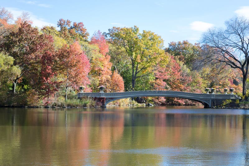 Bow Bridge during the Fall in Central Park Stock Image - Image of ...
