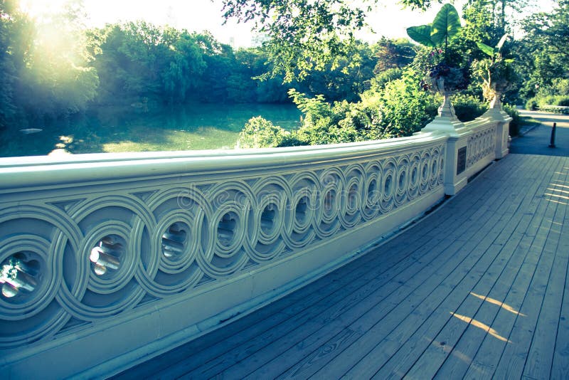 Bow Bridge Walkway in Vintage Style Stock Image - Image of bridge ...