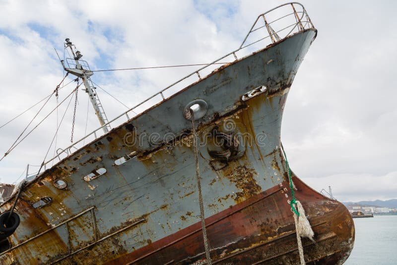 Bow and Bulb of an Old Abandoned Ship Stock Photo - Image of broken ...