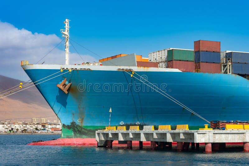 The bow of a cargo ship stock image. Image of shipping - 346377241