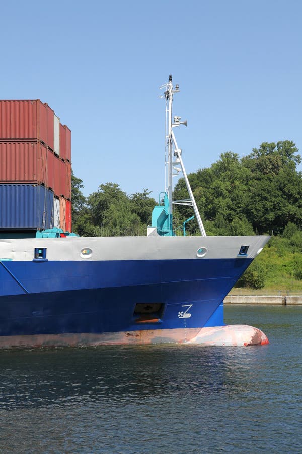 Bow of a container ship stock photo. Image of import - 33732306
