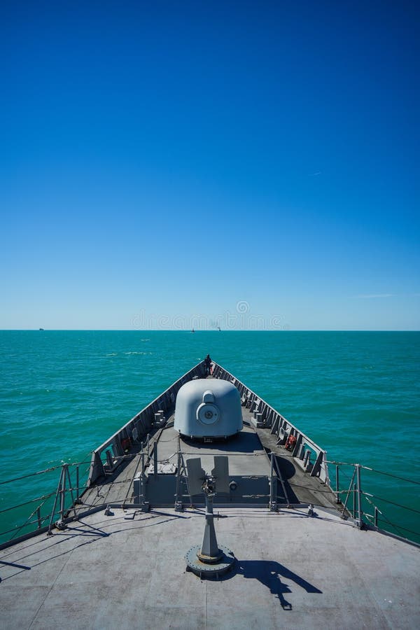 An Artillery Gun on the Deck of a Battleship Stock Image - Image of ...