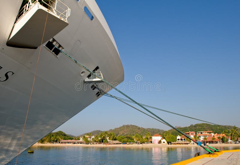 Bow of docked cruise ship stock photo. Image of secure - 7268692