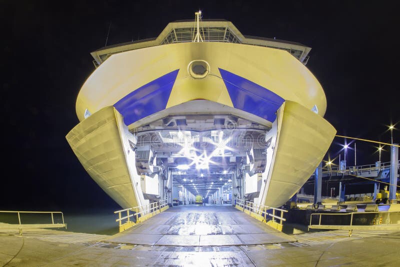 The Bow Gate of a Car Ferry is Open Stock Image - Image of ocean ...