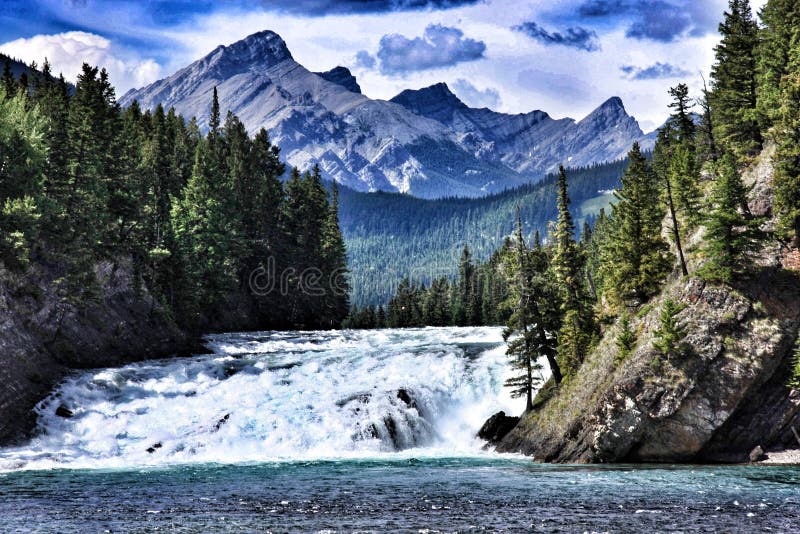 Bow falls Mountain view stock photo. Image of landscape - 156529610