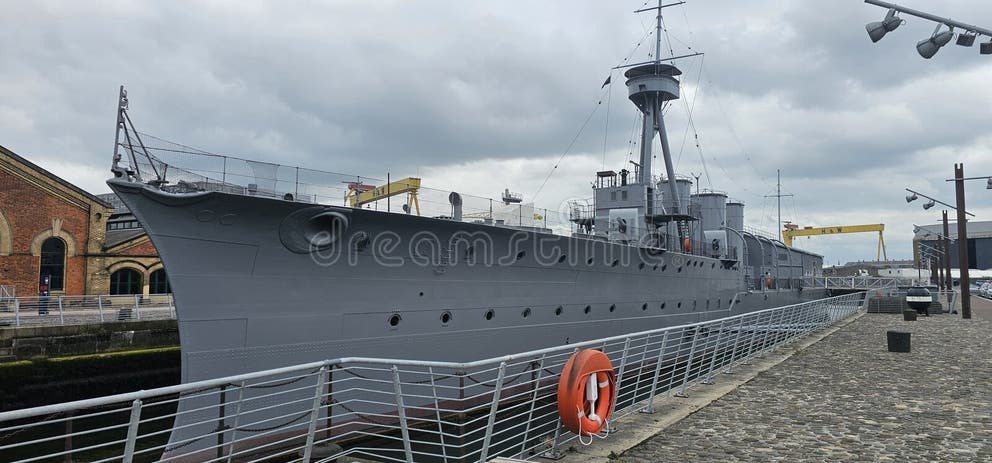 Bow of HMS Caroline stock image. Image of alexandriadock - 394879843