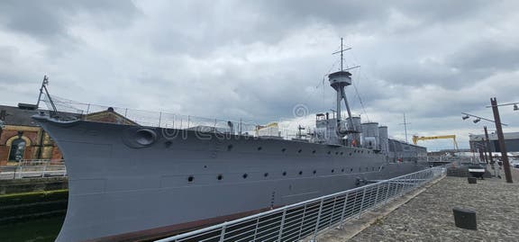 Bow of HMS Caroline stock photo. Image of museum, belfast - 394879846