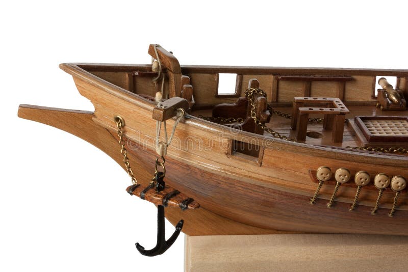 Hull of a Model of a Wooden Sailing Ship without Sails on a White ...