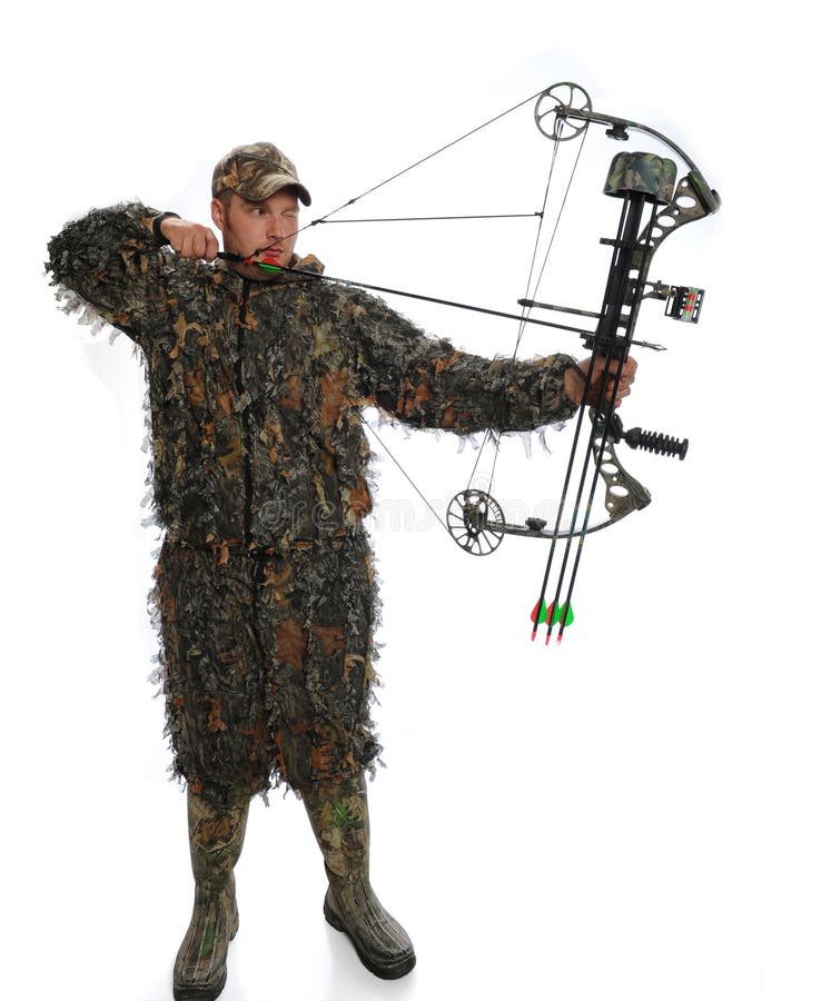 Young Hunter with Bow Aiming Stock Photo - Image of seasonal, weapon ...