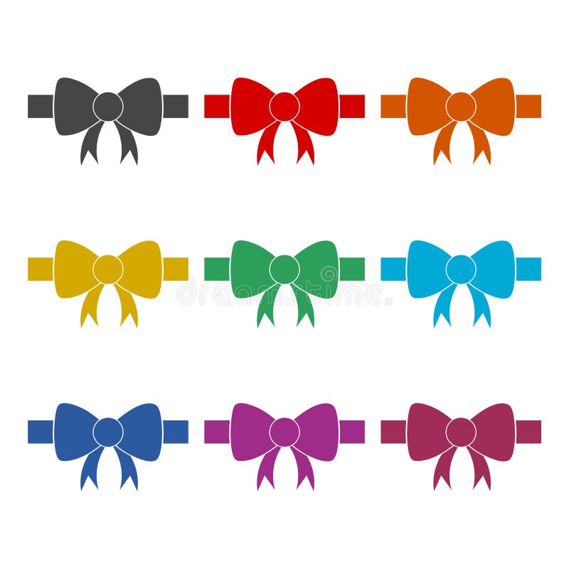 Bow icon, color icons set stock vector. Illustration of romance - 117619995