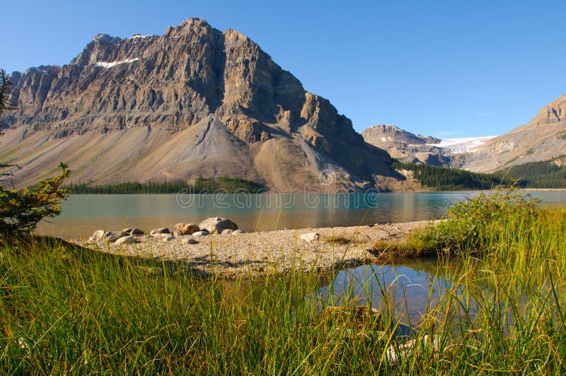 Bow Lake stock image. Image of pebbles, morning, banff - 22015367