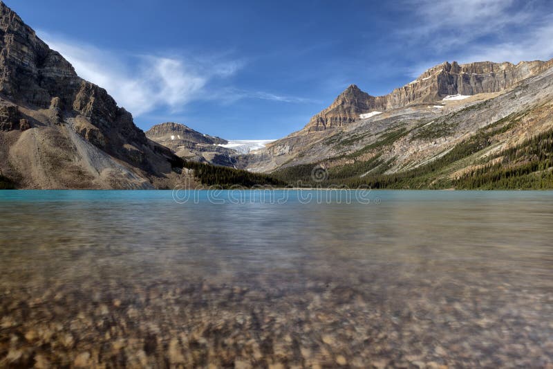 Bow lake stock image. Image of woods, emerald, rocky - 38307675
