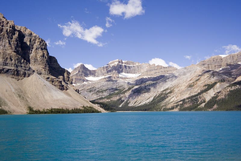 Bow lake and bow glacier stock photo. Image of peak, crag - 717492