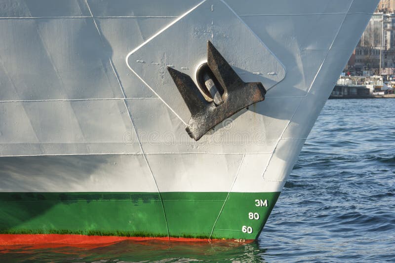 Bow of a Large Ship in Port Stock Image - Image of urban, plumb: 39161177