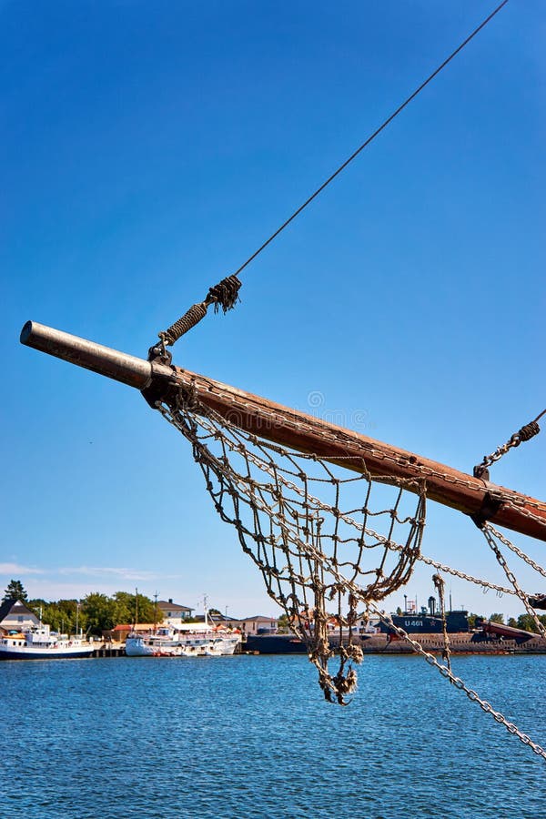 Bow Netting on Sailboat in the Harbor Stock Image - Image of ship ...