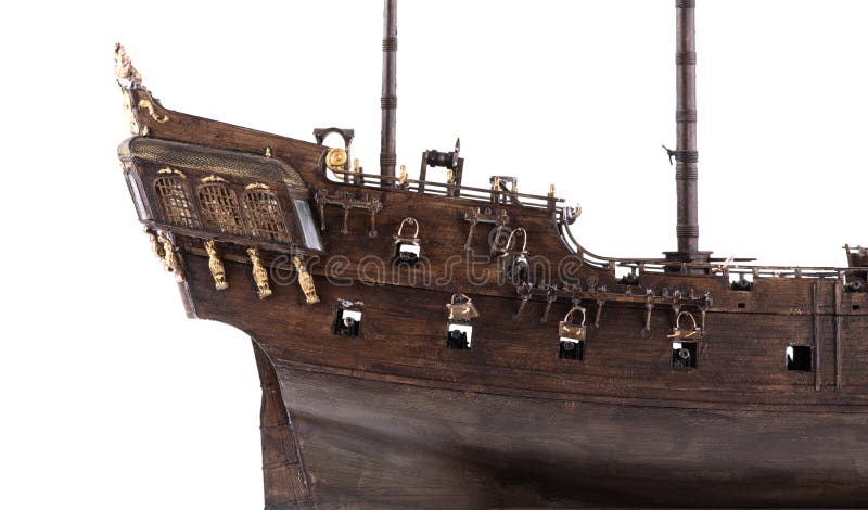 The Bow of a Pirate Ship Isolated on White Stock Photo - Image of ...