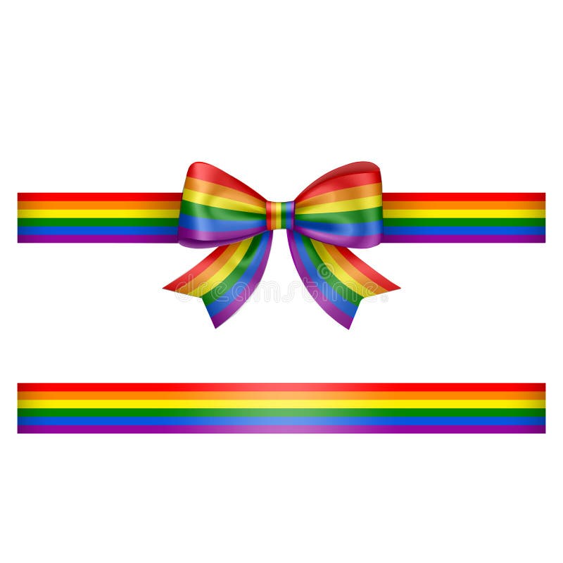 Bow and Ribbon with Rainbow Colors. Pride Day Bow Stock Vector ...