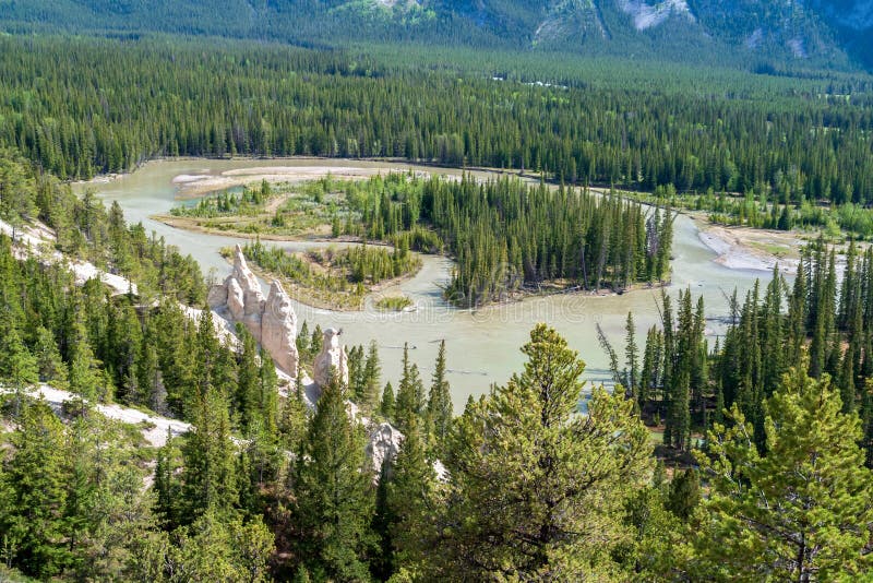 Bow River Meander - Banff NP, Alberta, Canada Stock Photo - Image of ...