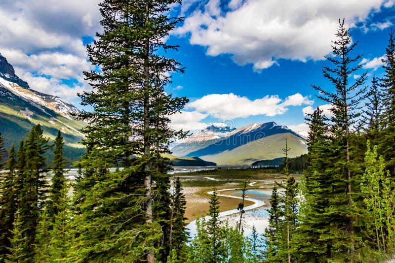 The Bow River through the Back Country Icefields Parkway. Banff ...