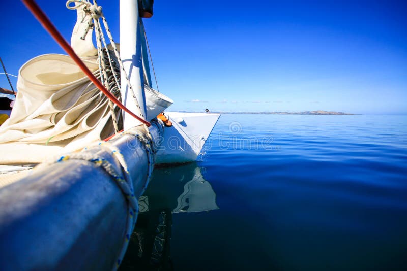 Bow Of A Sailing Boat In Calm Blue Sea Stock Image Image Of Boat Leisure 28139357