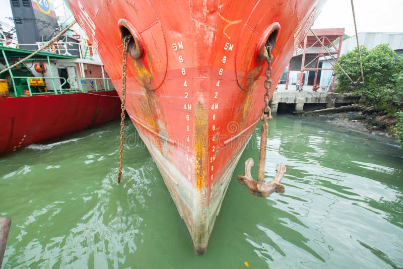 Bow of a Ship with Draft Scale Numbering Stock Image - Image of hull ...