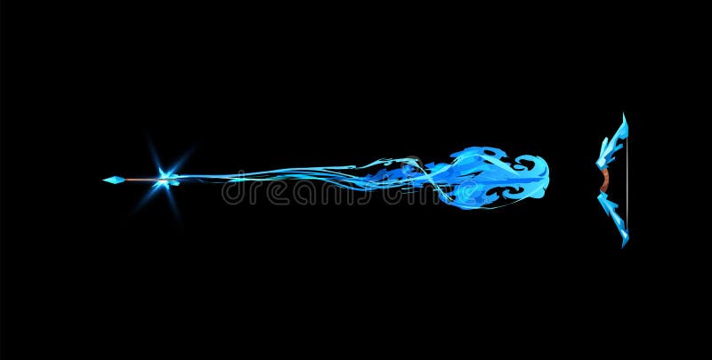 Bow with Shooting Arrow, Blue Explosion Beam Trace, Vector Wizard ...