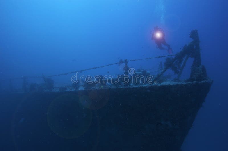 Bow of the Spiegel Grove Shipwreck Off Key Largo, Florida Stock Photo ...