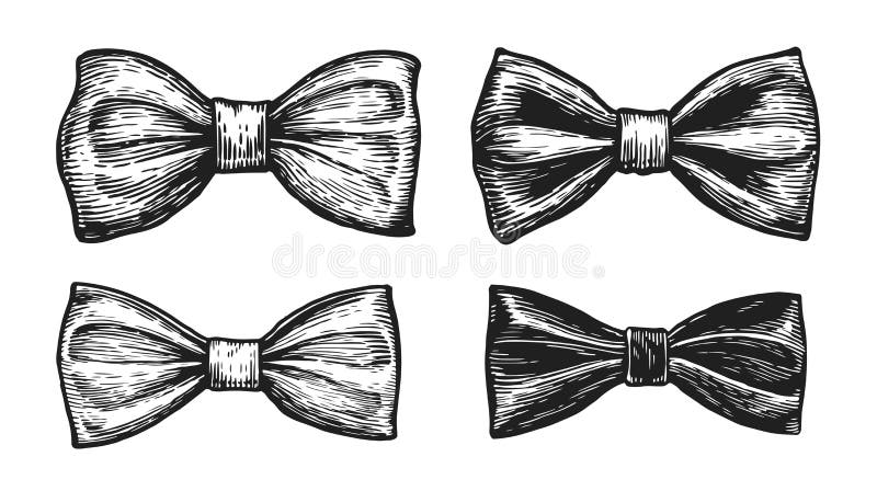 Bow Tie Set. Hand Drawn Necktie Sketch. Retro Fashion Concept ... Bow Tie Set. Hand Drawn Necktie Sketch. Retro Fashion Concept ...