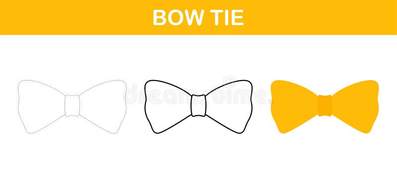 Bow Tie Tracing and Coloring Worksheet for Kids Stock Vector ...