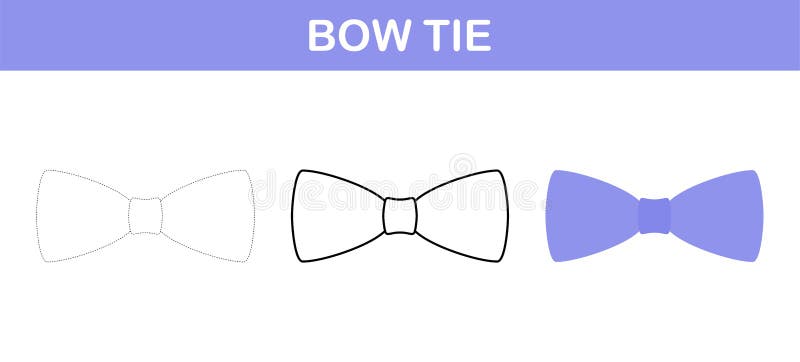 Bow Tie Tracing and Coloring Worksheet for Kids Stock Vector ...