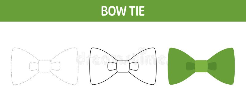 Bow Tie Tracing and Coloring Worksheet for Kids Stock Vector ...