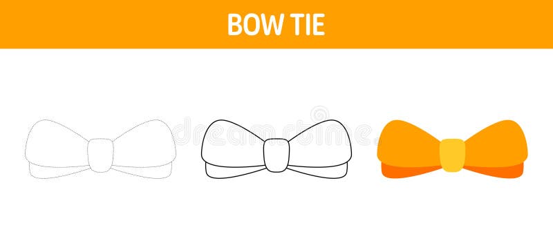Bow Tie Tracing and Coloring Worksheet for Kids Stock Vector ...