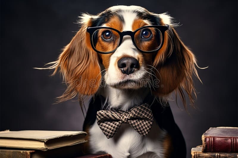 Bow Tied Beagle Embraces Studious Look, Glasses Add Extra Flair Stock ... Bow Tied Beagle Embraces Studious Look, Glasses Add Extra Flair Stock ...
