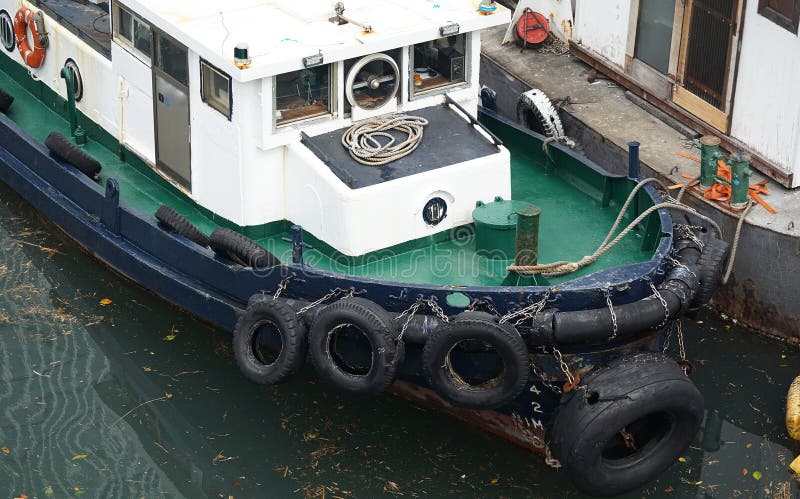 The Bow of a Tireed Tugboat Stock Photo - Image of boat, tugboat: 309500184