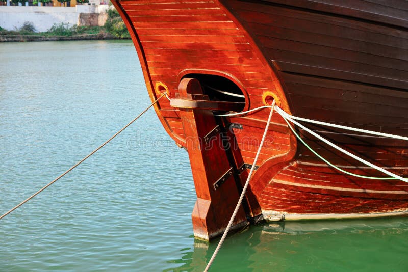 Bow of a Wooden Ship on the Water Stock Image - Image of maritime ...
