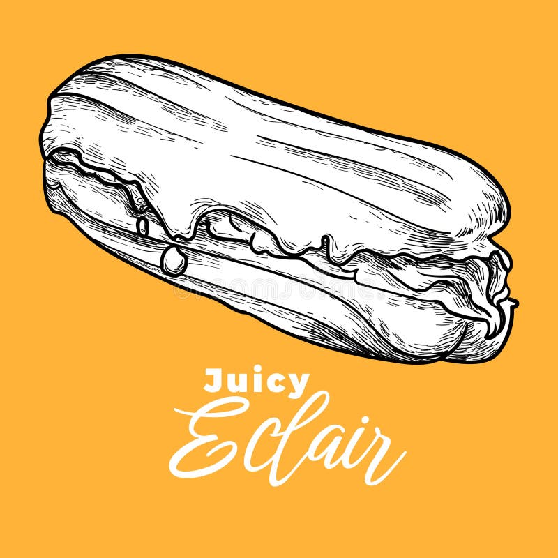 Black and White Eclair on Orange Background Stock Vector - Illustration ...