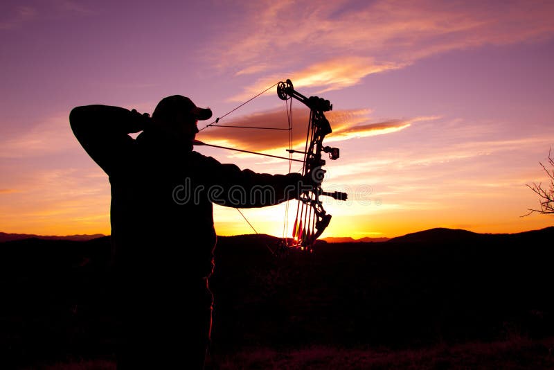 Bowhunter in Sunset stock image. Image of hunt, bowhunter - 19749301