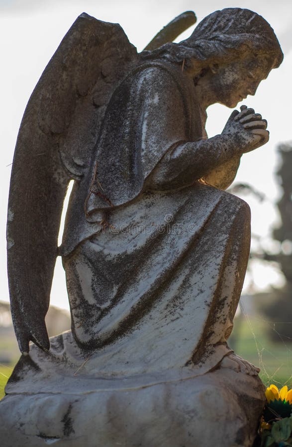 Bowing stone angel stock photo. Image of outdoors, stone - 199897298