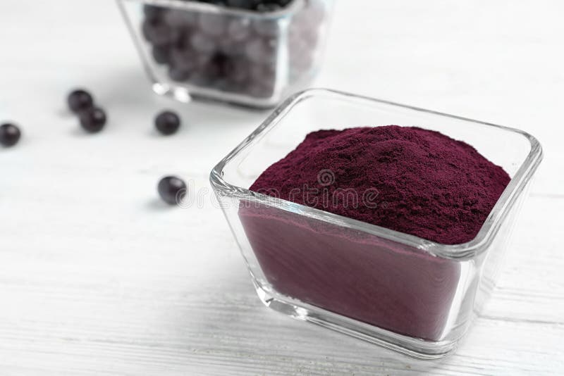 Bowl with acai powder stock image. Image of nutrition - 123607259