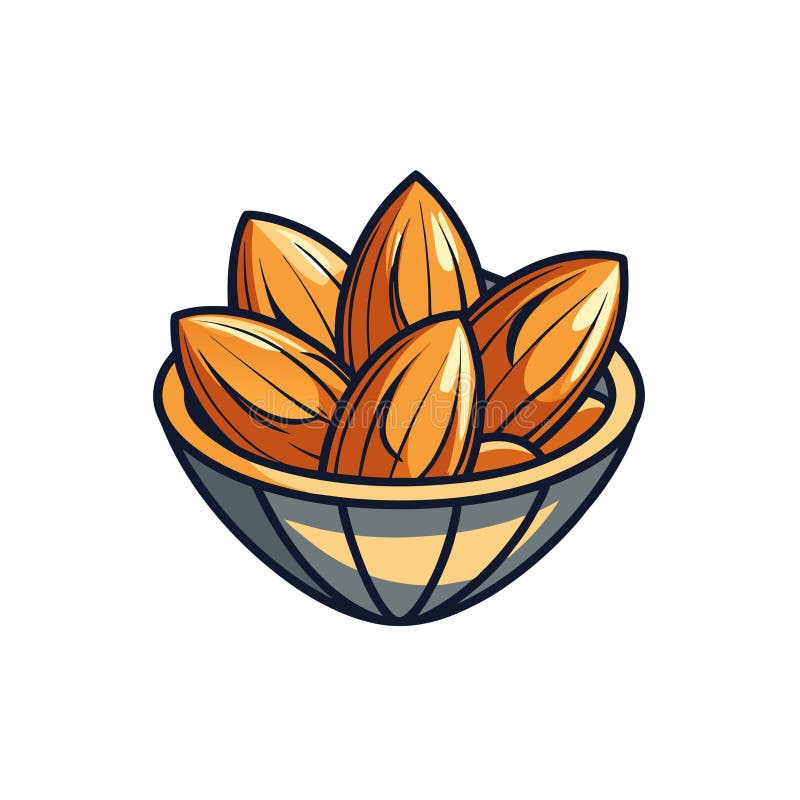 Bowl of Almonds Cartoon Illustration Vector Design Stock Illustration ...